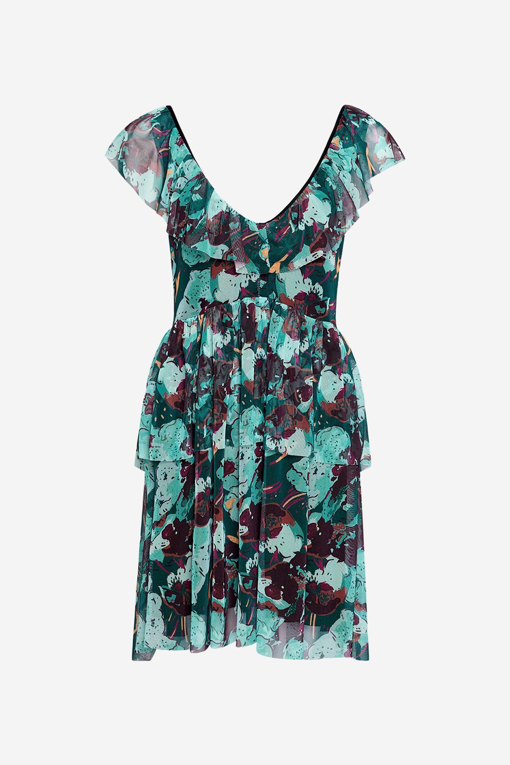 Evi Flounce Dress Green Flower – Noellafashion.com